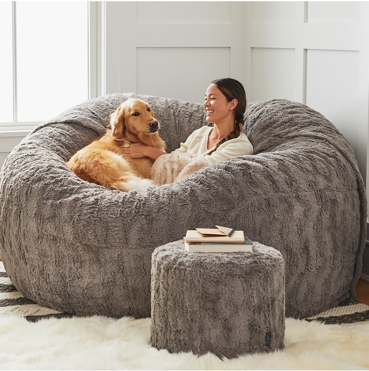 Pufio Gri Dev Pufero Özel Tasarım 170 X 110 Cm Salon Içi Dolu Yatak ...