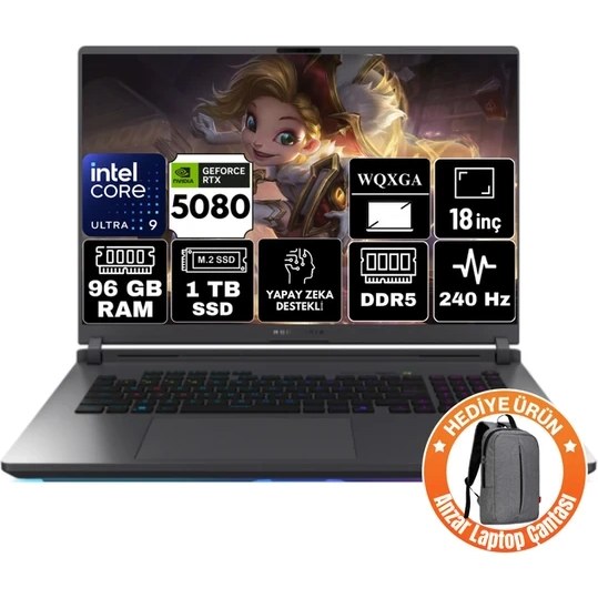 Asus Rog Strıx G18 Intel Core Ultra 9 275HX 96GB 1tb SSD Rtx 5080 16GB ...