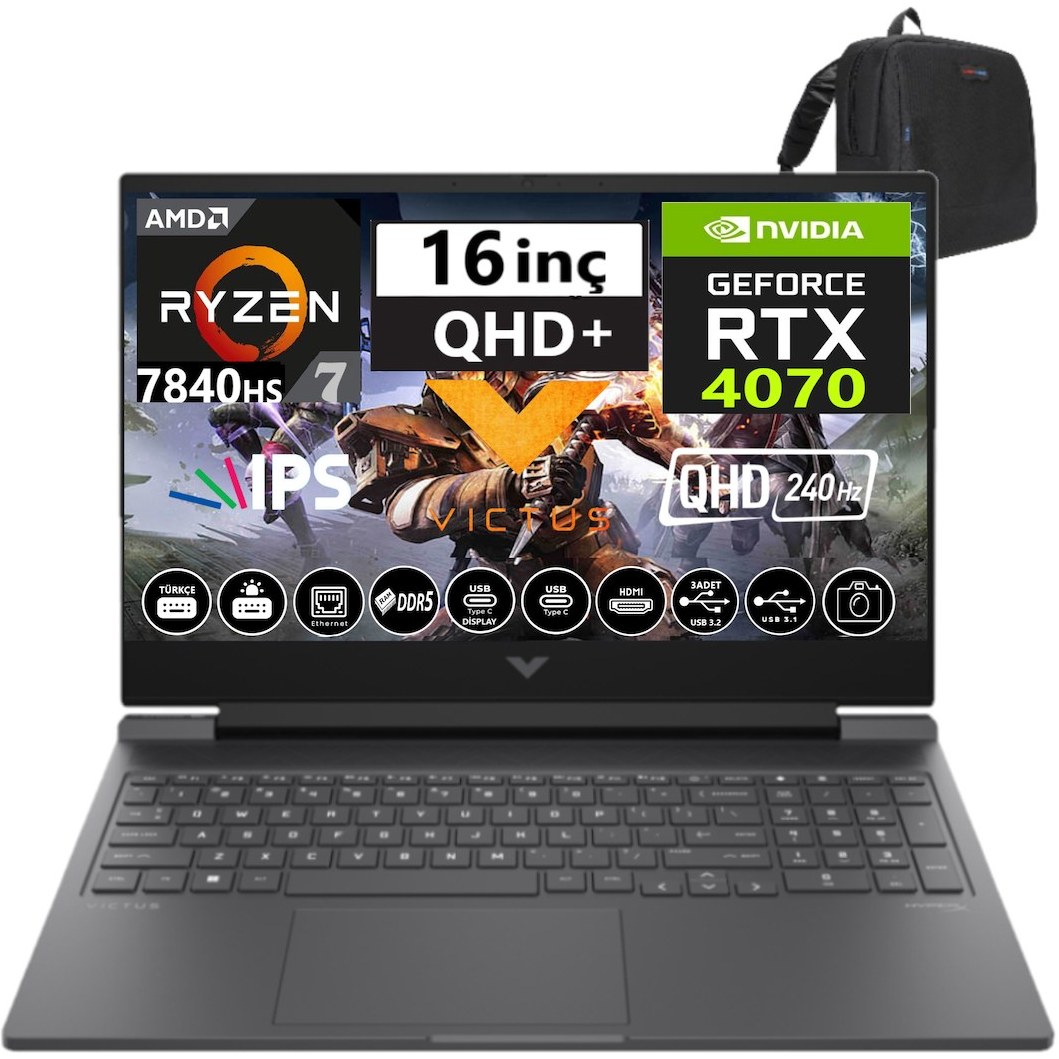 Hp Victus 16-S0001NT Ryzen 7 7840HS 96GB DDR5 512GB SSD 8GB/RTX4070 ...