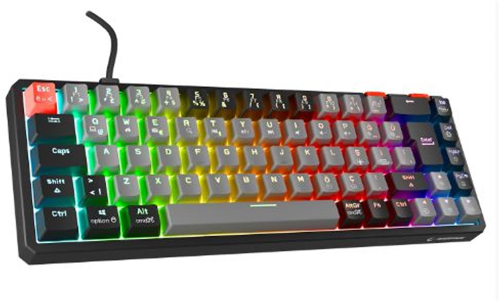 Rampage YORU MINI Gri-Siyah Type-C Bağlantılı OUTEMU Red Swich Q ...