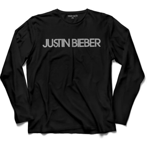 Kendim Seçtim Justin Bıeber Ismi Yazılı Uzun Kollu Tişört Baskılı Çocuk ...