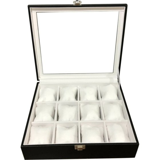 İmpala 12 Li Saat Siyah Ahşap Kasa Üzeri Deri Kaplama Çok Amaçlı Takı ...