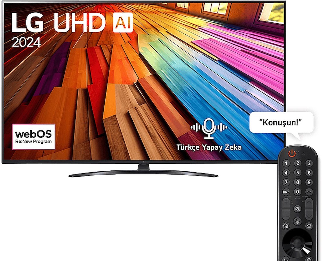 LG 65UT81006LA 65 inç 165 Ekran 4K Smart AI Sihirli Kumanda HDR10 ...