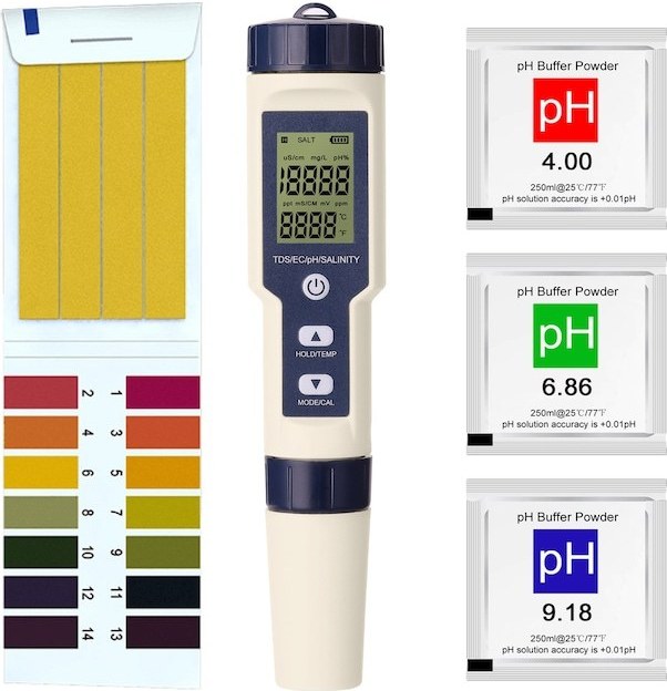 Singree 5'li Su Test Cihazı - Ph, Ec, Tds, Tuzluluk Ve Sıcaklık Ölçer ...