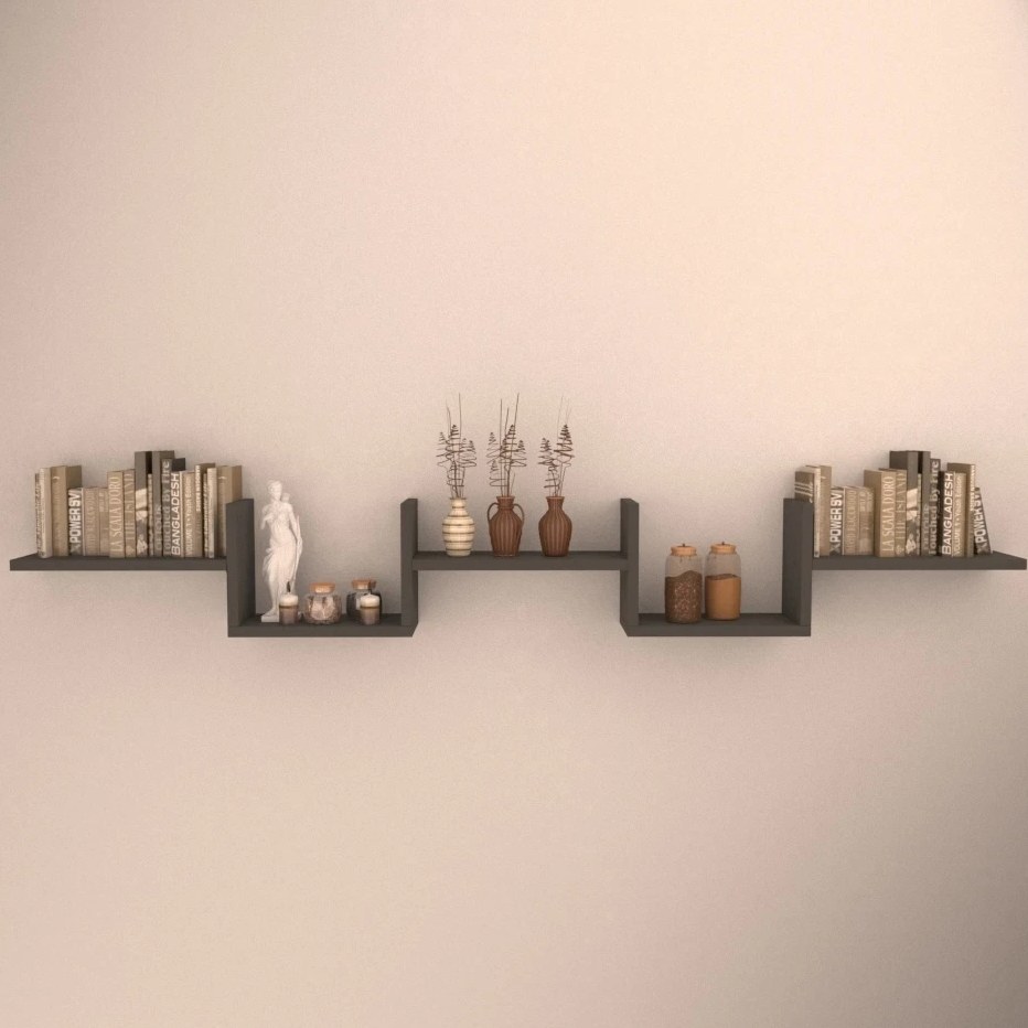 Rafkestir Mugo Gizli Duvar Raf Set Antrasit Mat Fiyatı ve Özelliklerı - Badem