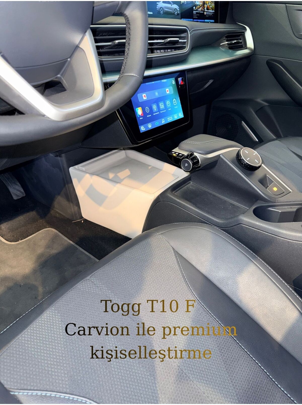 Carvion Togg SEDAN T10 F İle Tam Uyumlu Ara Konsol Kutusu Beyaz (Bej ...