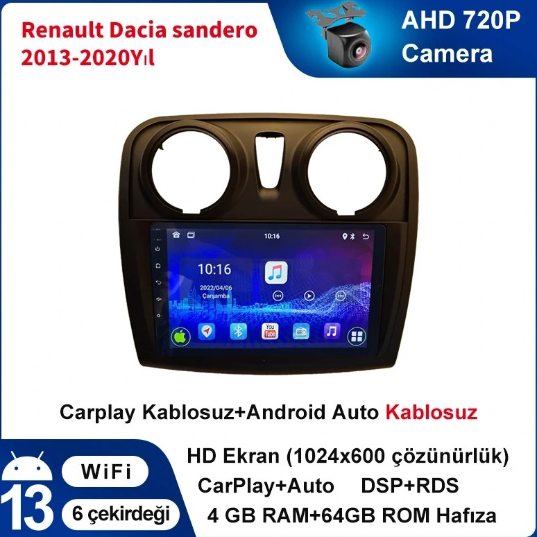 Conio Dacia Sandero 2013-2020 Yıl Android Multimedya 9inç Ekran 4gb Ram ...