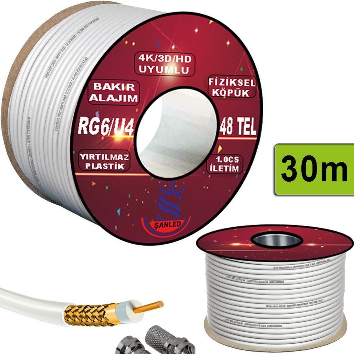 ŞANLED Anten Uydu Kablosu Rg6 U4 Tv Anten Kablo - 30 Metre Fiyatı ve ...