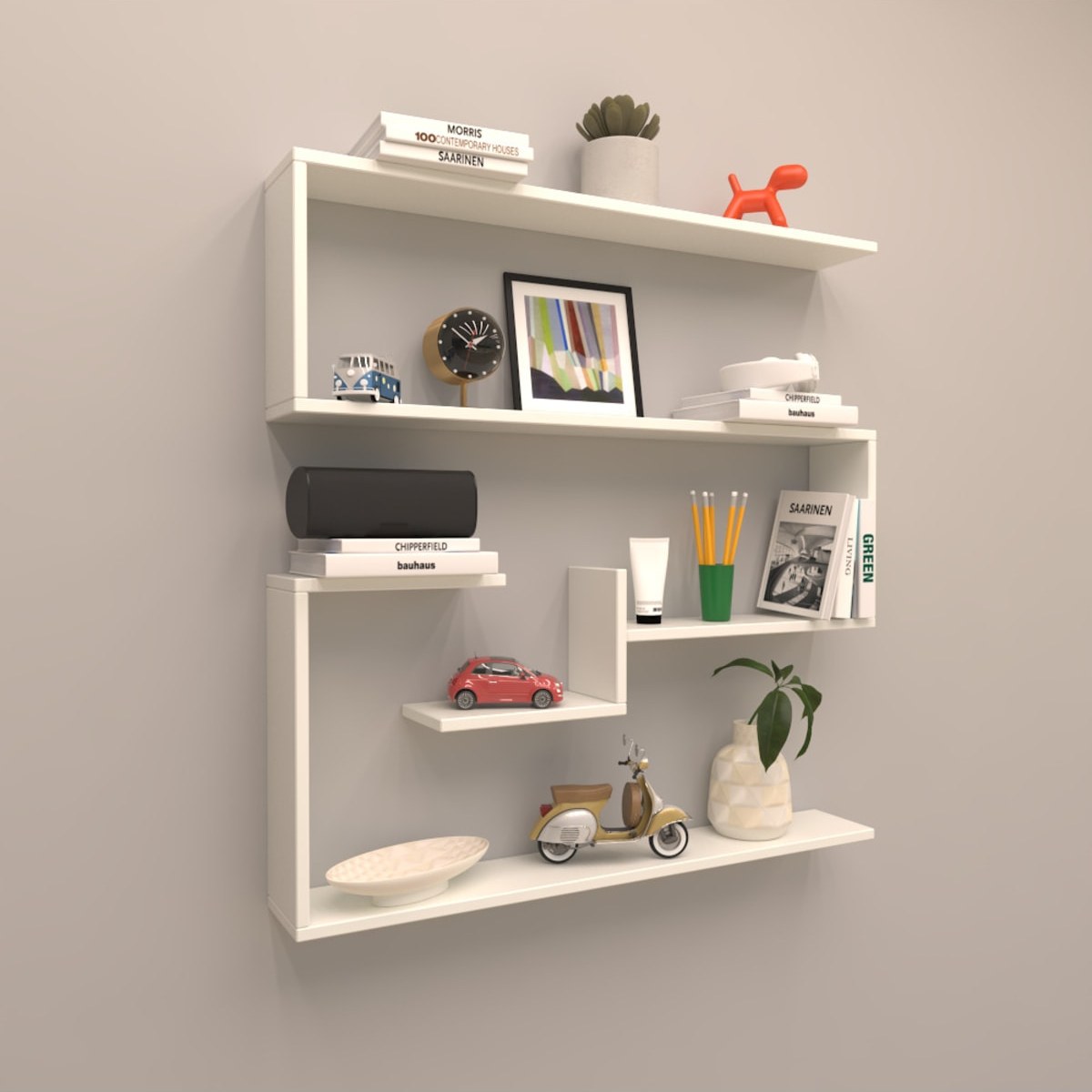 RAFKESTİR Agra Duvar Raf Set Beyaz ( Parlak ) Fiyatı ve Özelliklerı - Badem