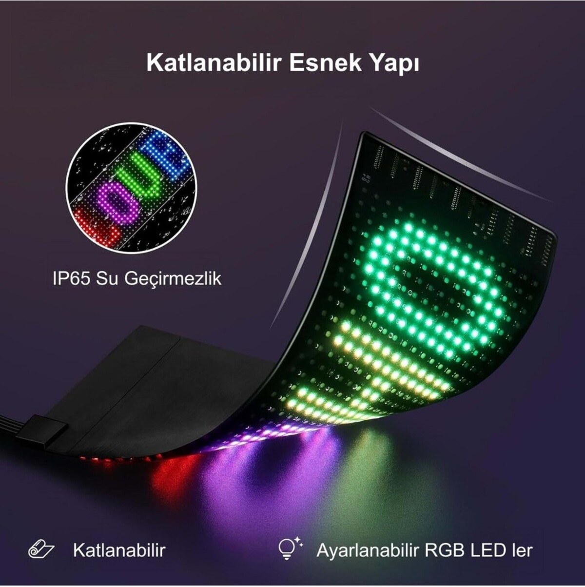 Renvox Programlanabilir 17x7 cm Matrix LED Kayan Yazı Emoji Ekran ...