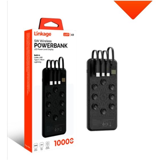 10.000 mAh, 5W, USB, Dahili Type-C, Mikro, Lightning Kablolu, LCD ...