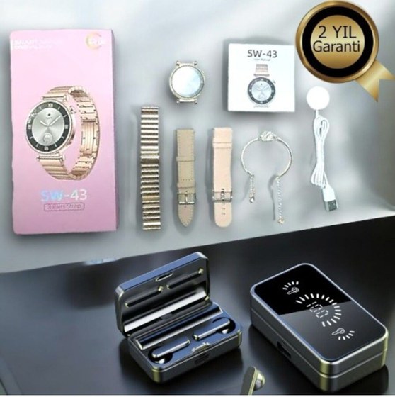 UCUZTEKNO SW-43 AMOLED Akıllı Saat ve S20 Kulaklık İle Şık ve ...