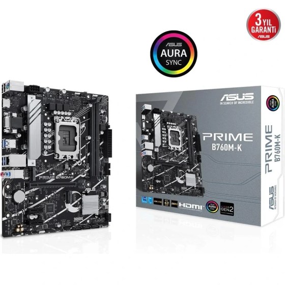 ASUS PRIME B760M-K D5 DDR5 8000Mhz(OC) RGB M.2 MATX 1700P Fiyatı ve ...