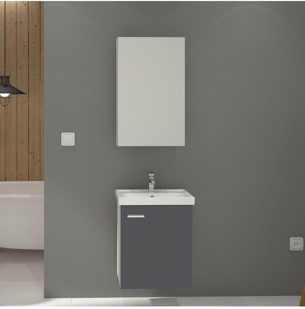 Denko Terra 50 CM Antrasit Gri Mdf Banyo Dolabı Takımı Antrasit - Gri ...