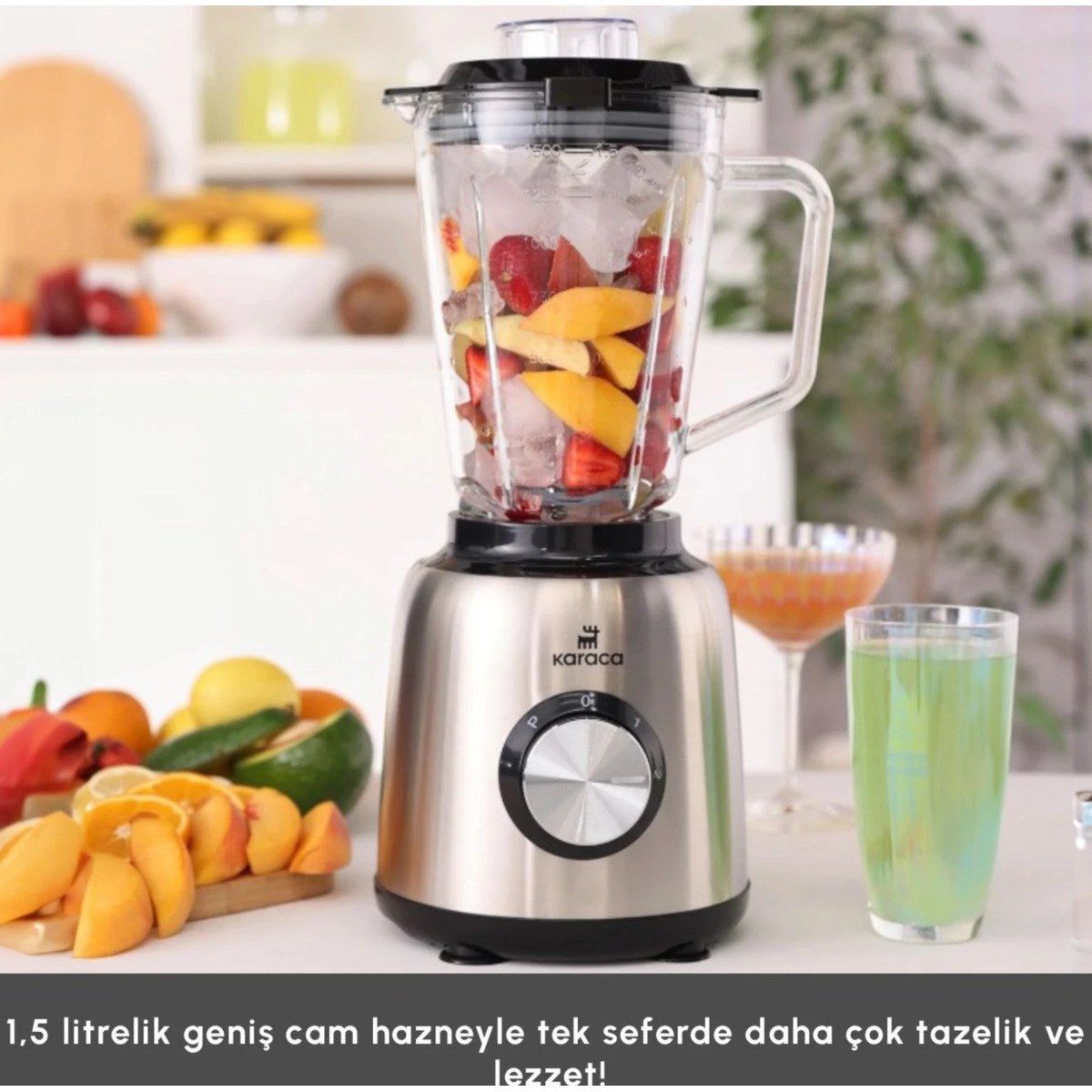Karaca INOX Cam Hazneli Smoothie Blender 1.5lt 6 Paslanmaz Çelik Bıçak ...