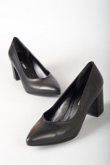 SEÇ KUNDURA SEÇ 1930 KALIN TOPUKLU HAKİKİ DERİ STİLETTO (6,5cm) SİYAH ...