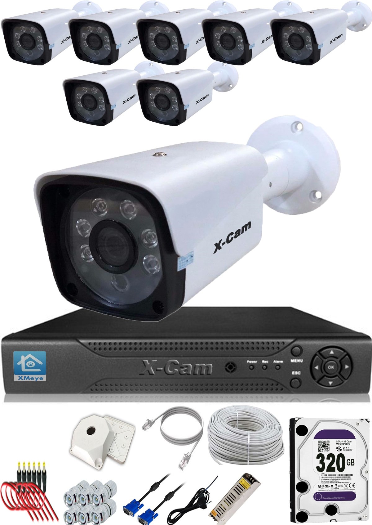 XCAM 8 Kameralı 5mp Sony Lensli Fullhd Güvenlik Kamerası Sistemi -su ...