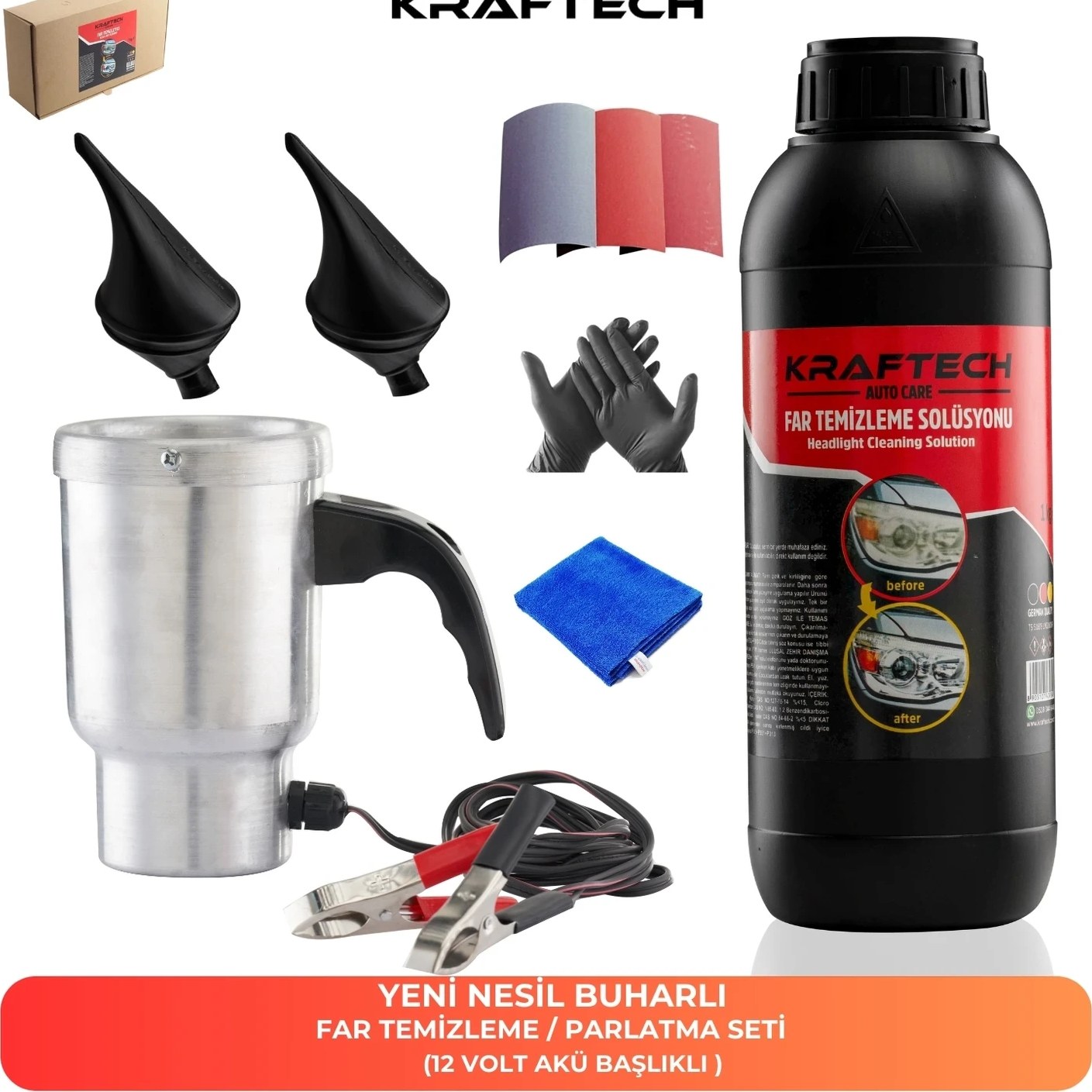 Kraftech Yeni Nesil Far Temizleme Far Parlatma Seti 12 Volt Fiyatı ve Özelliklerı - Badem
