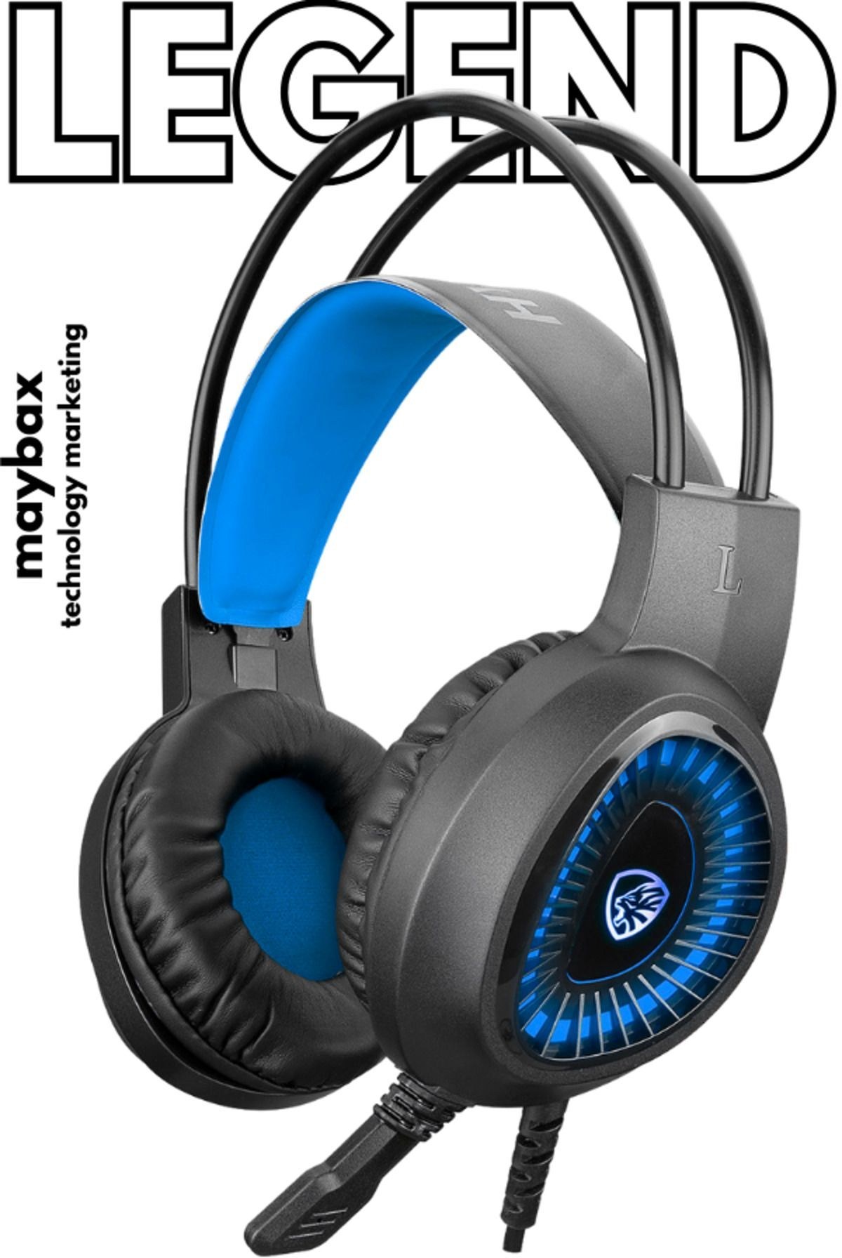 Maybax LEGEND Mavi 3,5mm Profesyonel Mavi Işıklı Gaming Oyuncu ...