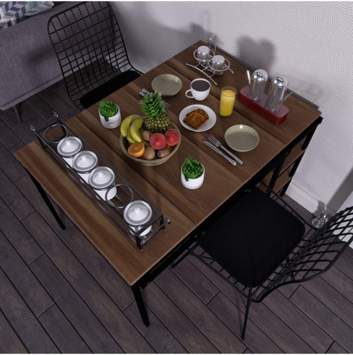 DEKORFİM Manolya 6 Raflı Akıllı Mutfak Masası Yemek Masası Çalışma ...