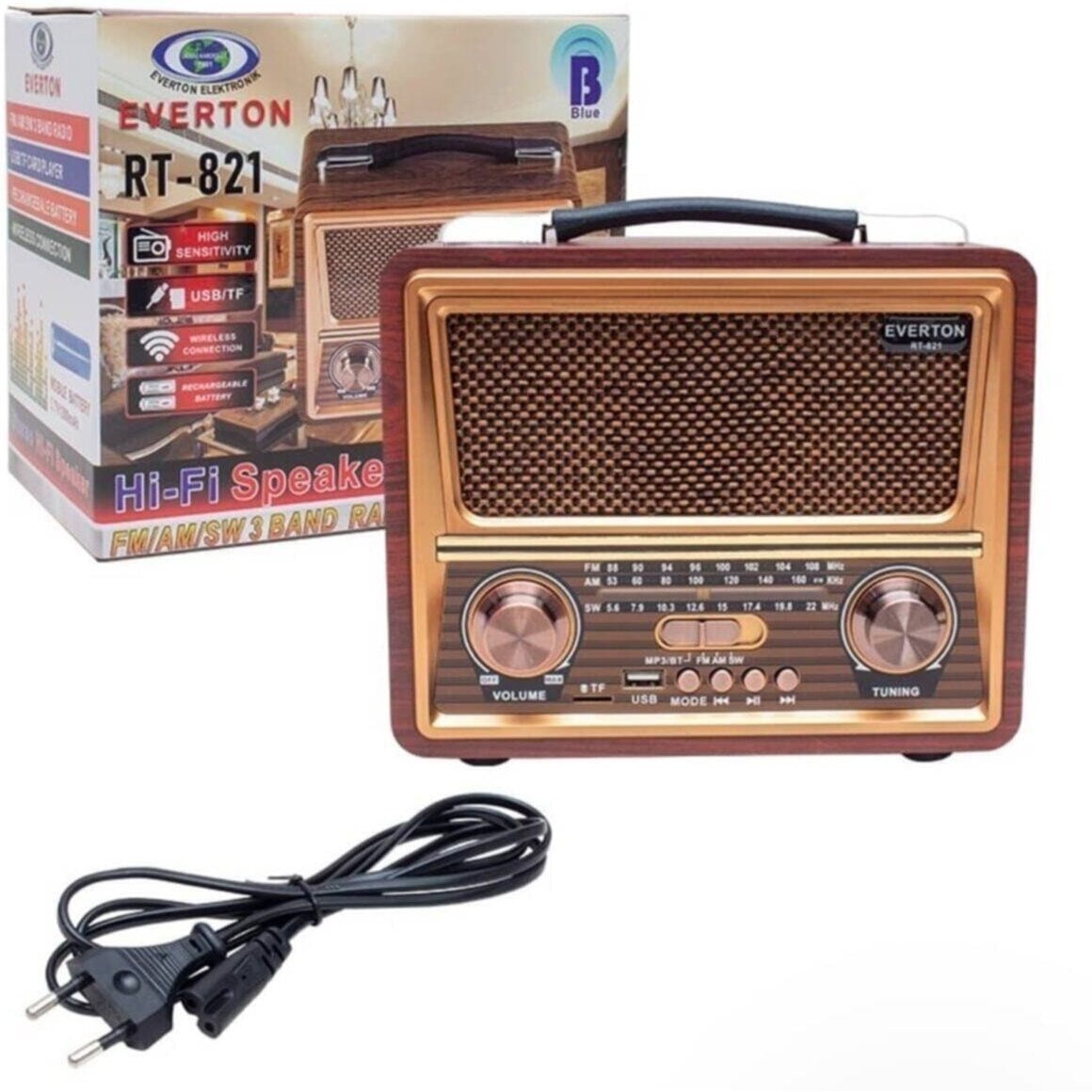 Everton Usb/tf/fm/bluetooth Destekli Nostaljik Radyo Rt-821 Fiyatı ve Özelliklerı - Badem