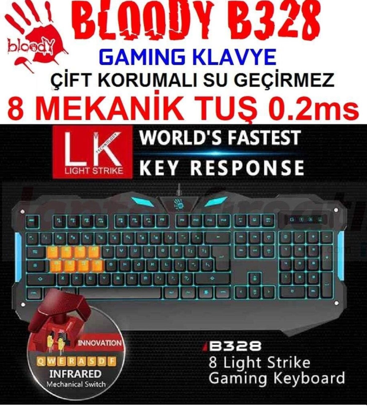 Genel Markalar B328 Gaming Mekanik 8-light Strike Q Usb Multimedya ...