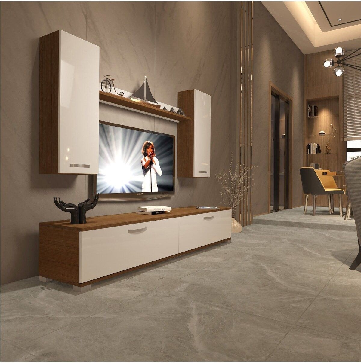 Decoraktiv Eko 5d Slm Std Tv Ünitesi Tv Sehpası - Ceviz - Beyaz Fiyatı ...