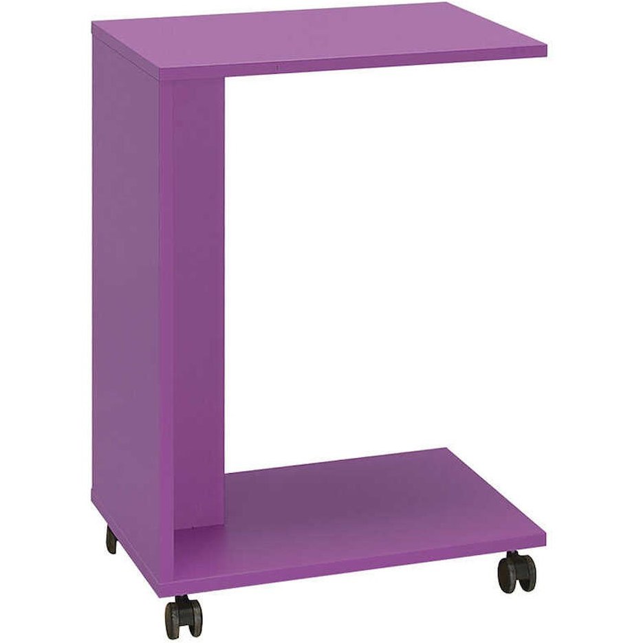 Adore Mobilya Çok Amaçlı Tekerlekli C Koltuk Sehpası-Mor 35x65x45 cm ...