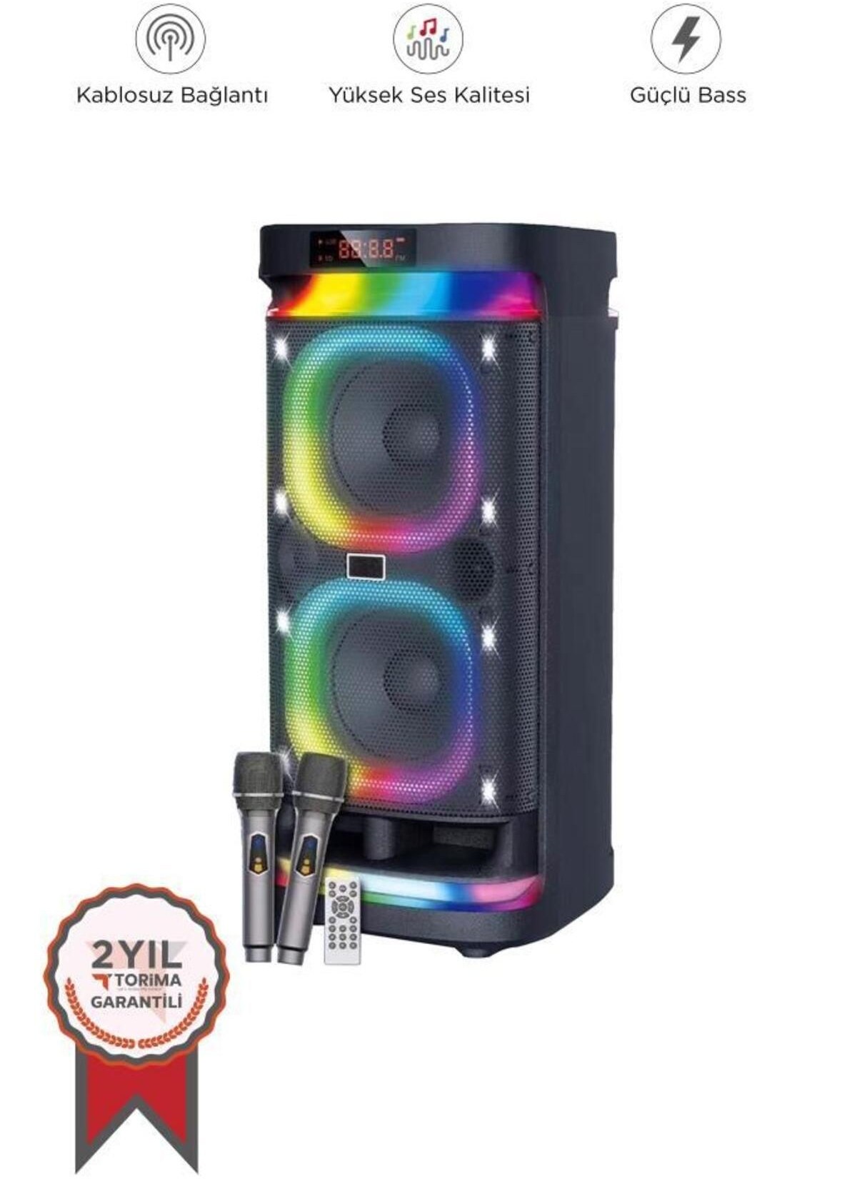 Torima BTS-1990 Siyah RGB Ledli Mikrofonlu Kumandalı Bluetooth Hoparlör Parti Speaker Fiyatı ve ...