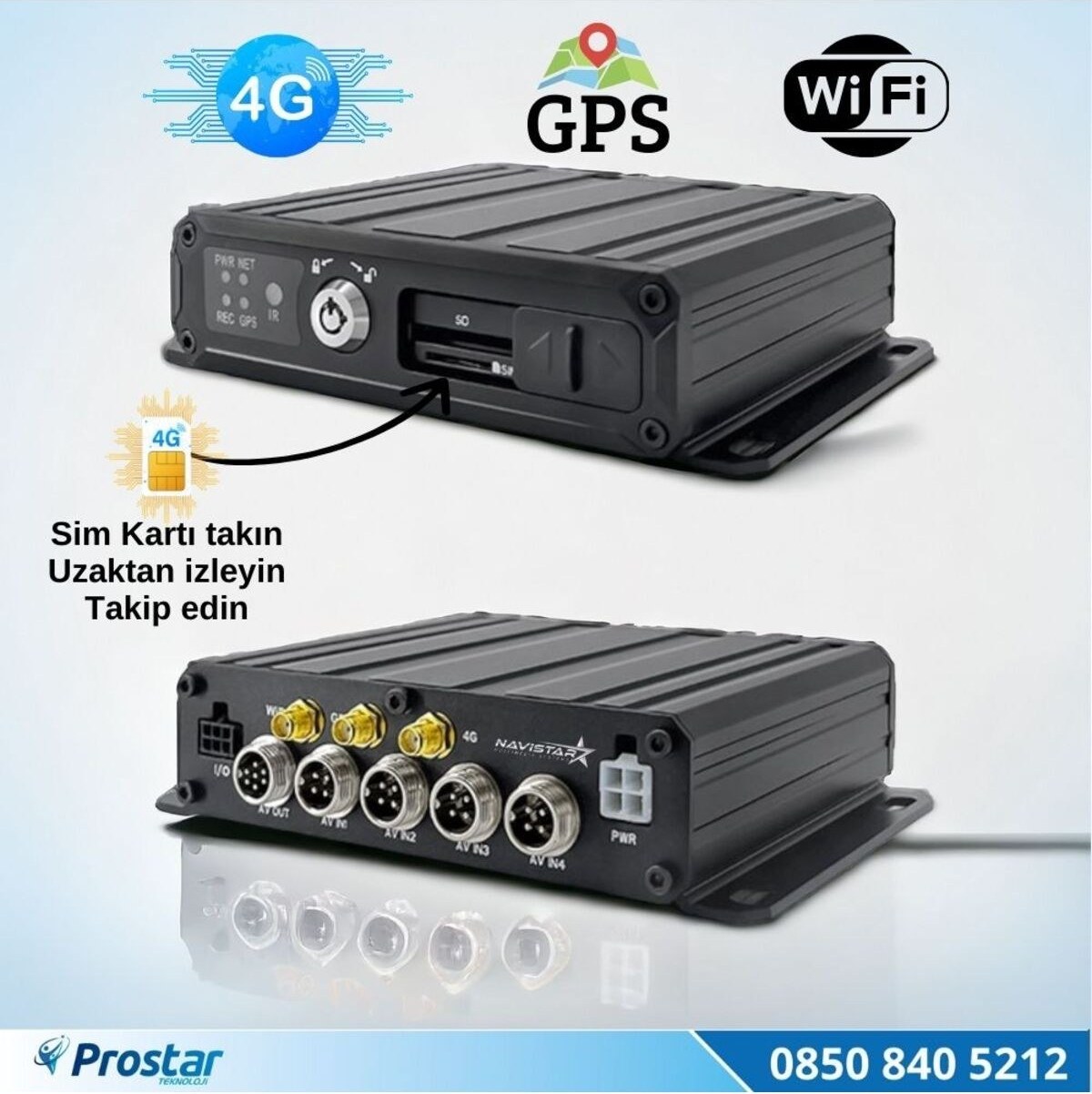 Navistar SD Kartlı Uzaktan izlemeli 4 Kanal 1080P GPS 4G WIFI E5204 ...