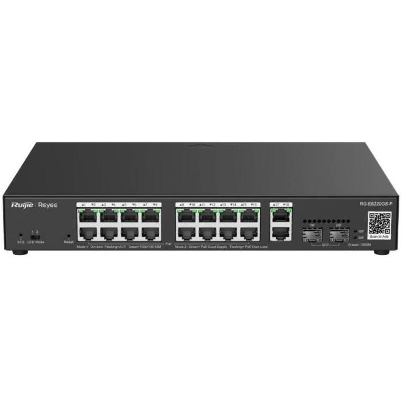 Genel Markalar Ruijie-Reyee RG-ES220GS-P 16 Port Poe+ 10-100-1000 Mbps ...