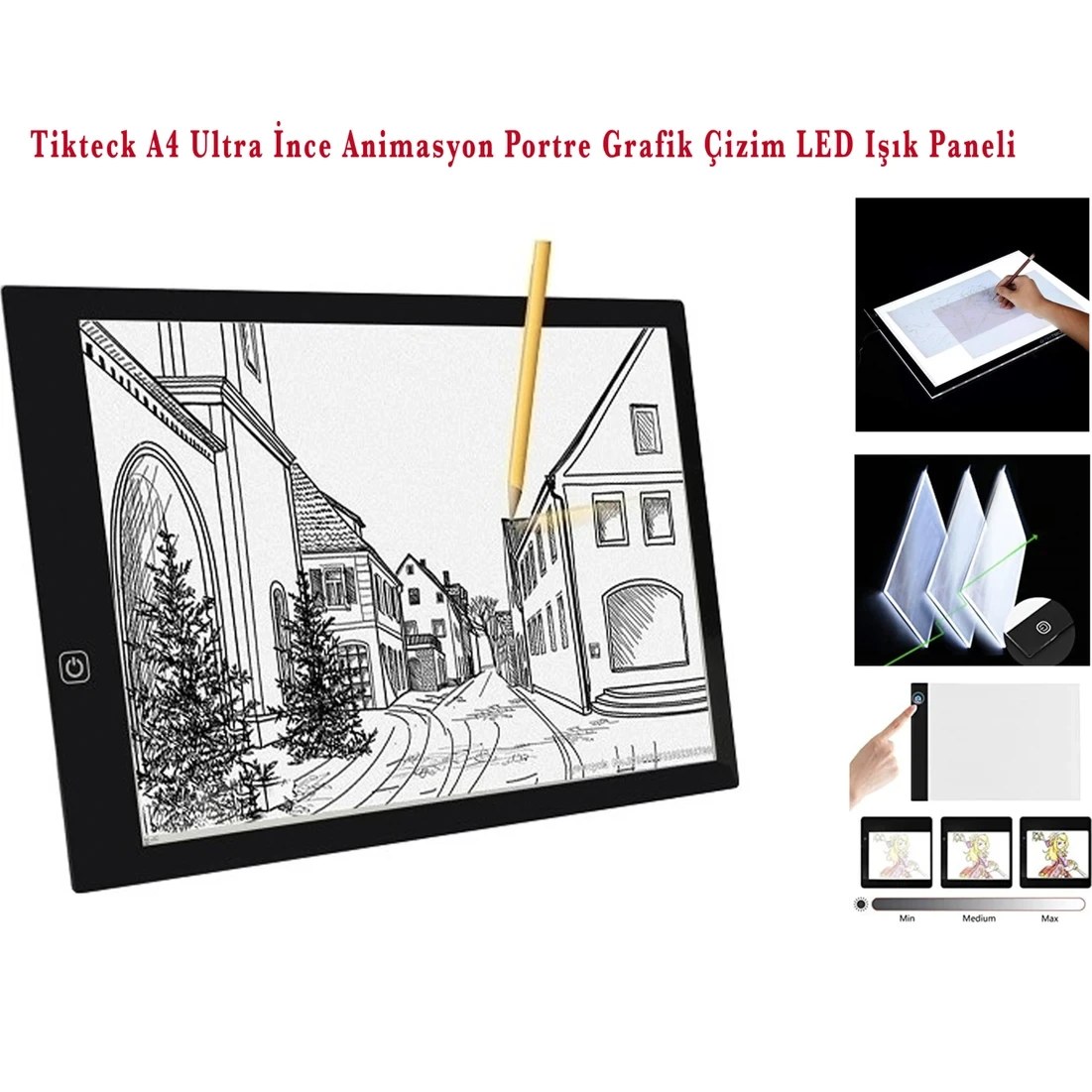 Tikteck A4 LED Ultra İnce Animasyon, Çizgi Film, Portre, Dövme Grafik ...