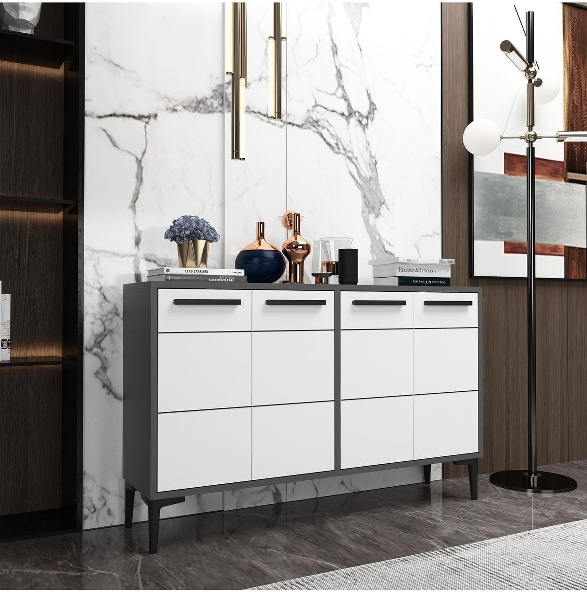 MERT SERT MOBİLYA Stria Konsol Antrasit Gövde Beyaz Kapak Fiyatı ve ...