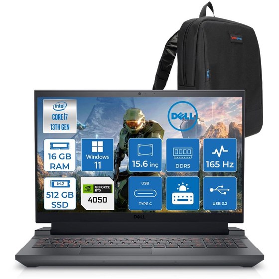 Dell G15 5530 I7 13650HX 16GB 512GB SSD W11H RTX4050 6GB 140W 15.6" FHD 165HZ 3MS G155530010UH01 ...