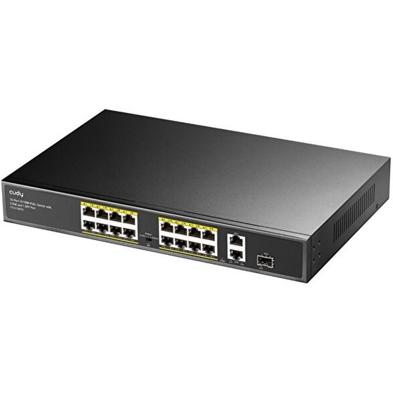 FS1018PS1 16 Port 10/100 Mbps 200 W Poe+ 2 Gigabit Uplink Portlu SFP ...