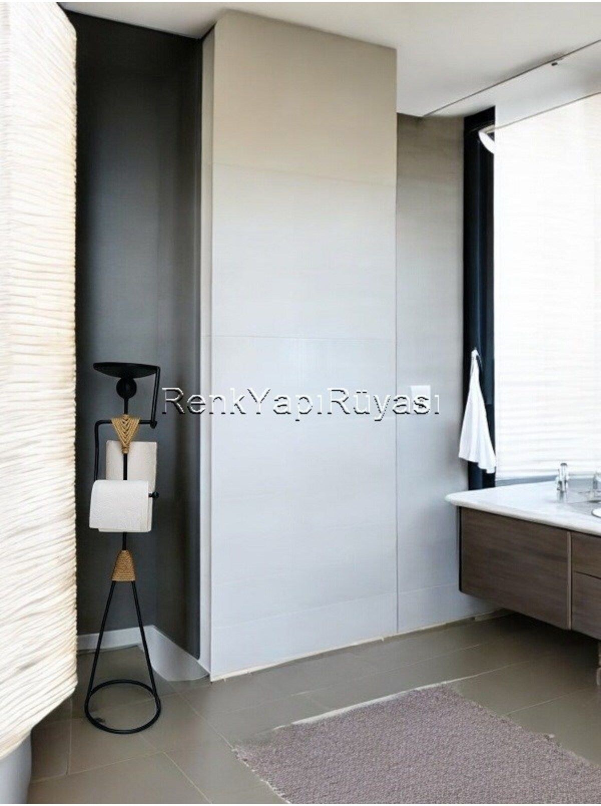 RENK YAPI RÜYASI Kaliteli Siyah Ayaklı Tuvalet Kağıtlığı Wc Banyo ...