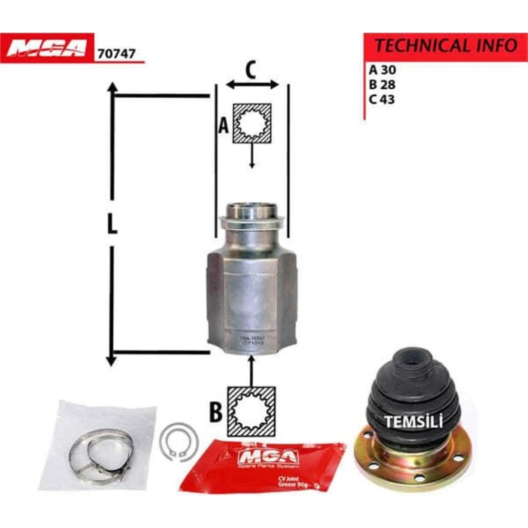 Mga 70747 70747 Aks Kafası Iç Mazda 323 Lantıs 95-98 1.8 Manuel 30×28× ...