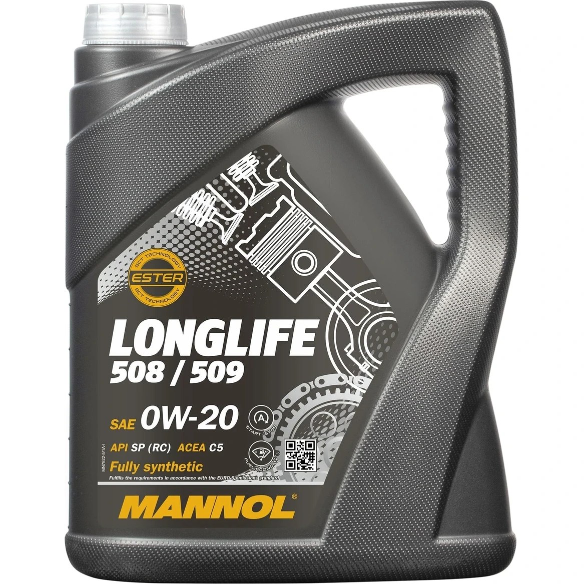 Mannol Longlife 508/509 Sae 0W-20 Api Sp (Rc) Acea C5 5 Litre Motor ...