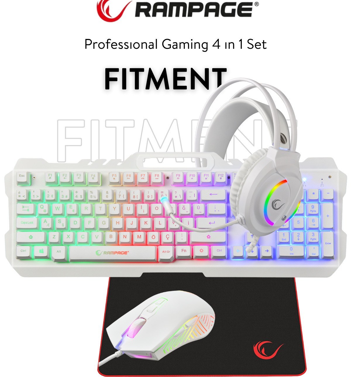 Rampage Fitment Rgb Gaming Combo Oyuncu Klavye Mouse Kulaklık Mousepad ...