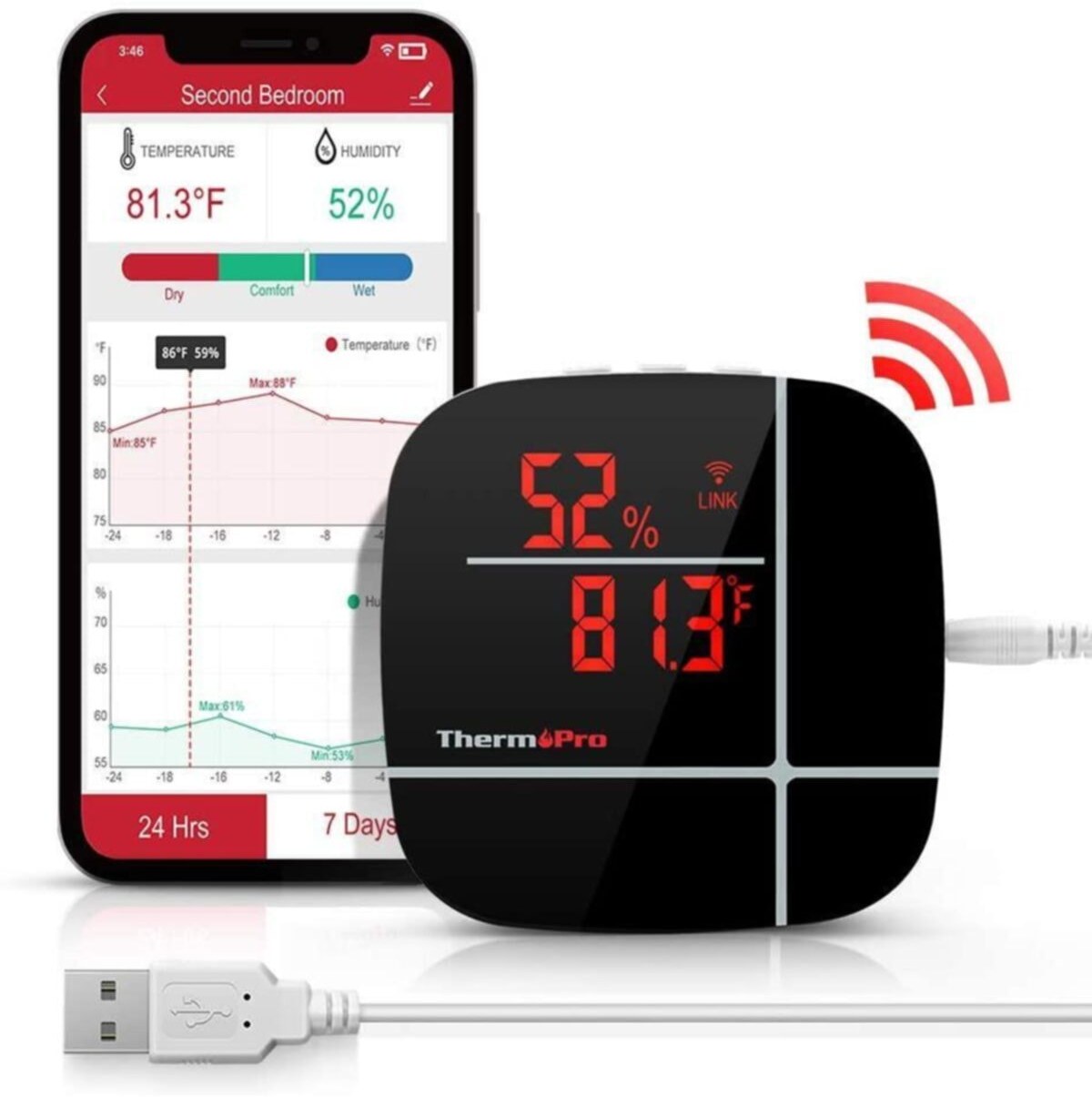 ThermoPro Tp90 Wifi App Kontrollü Sıcaklık Ve Nem Termometresi Fiyatı ...