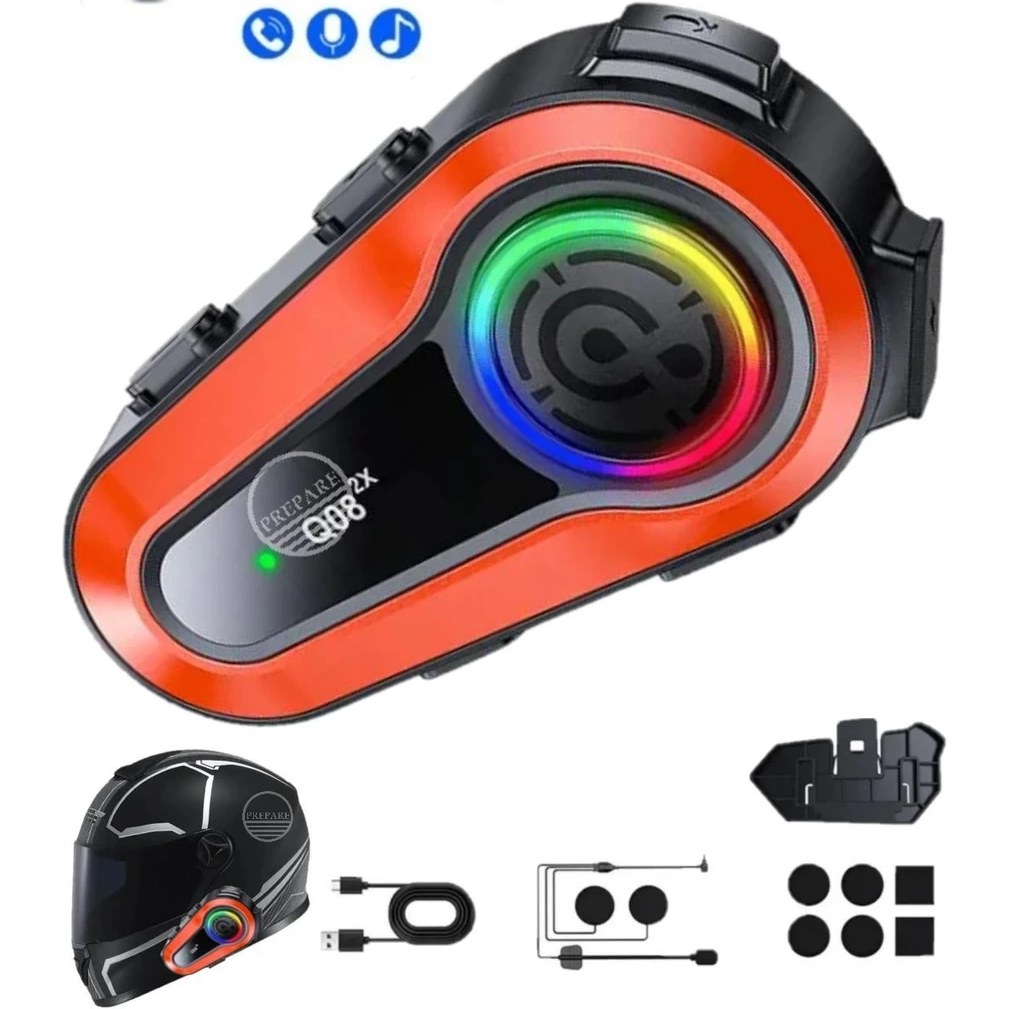 Prepare 1000 Mt Intercom 2 Eşleşmeli Kask Kulaklık Q-08 Su Geçirmez ...