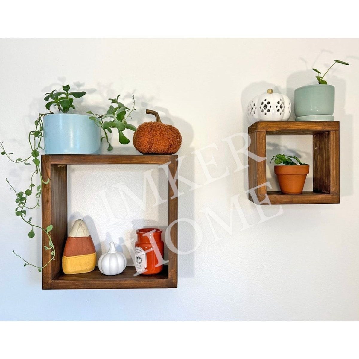 IMKER HOME 2'li Ahşap Duvar Rafı Uçan Raf Banyo Mutfak Salon Antre ...