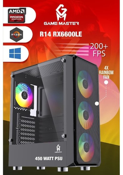 Game Master R14 R5-5500 16 GB 512 GB M.2 SSD RX6600LE 8 GB Free Dos Masaüstü Oyuncu Bilgisayarı ...