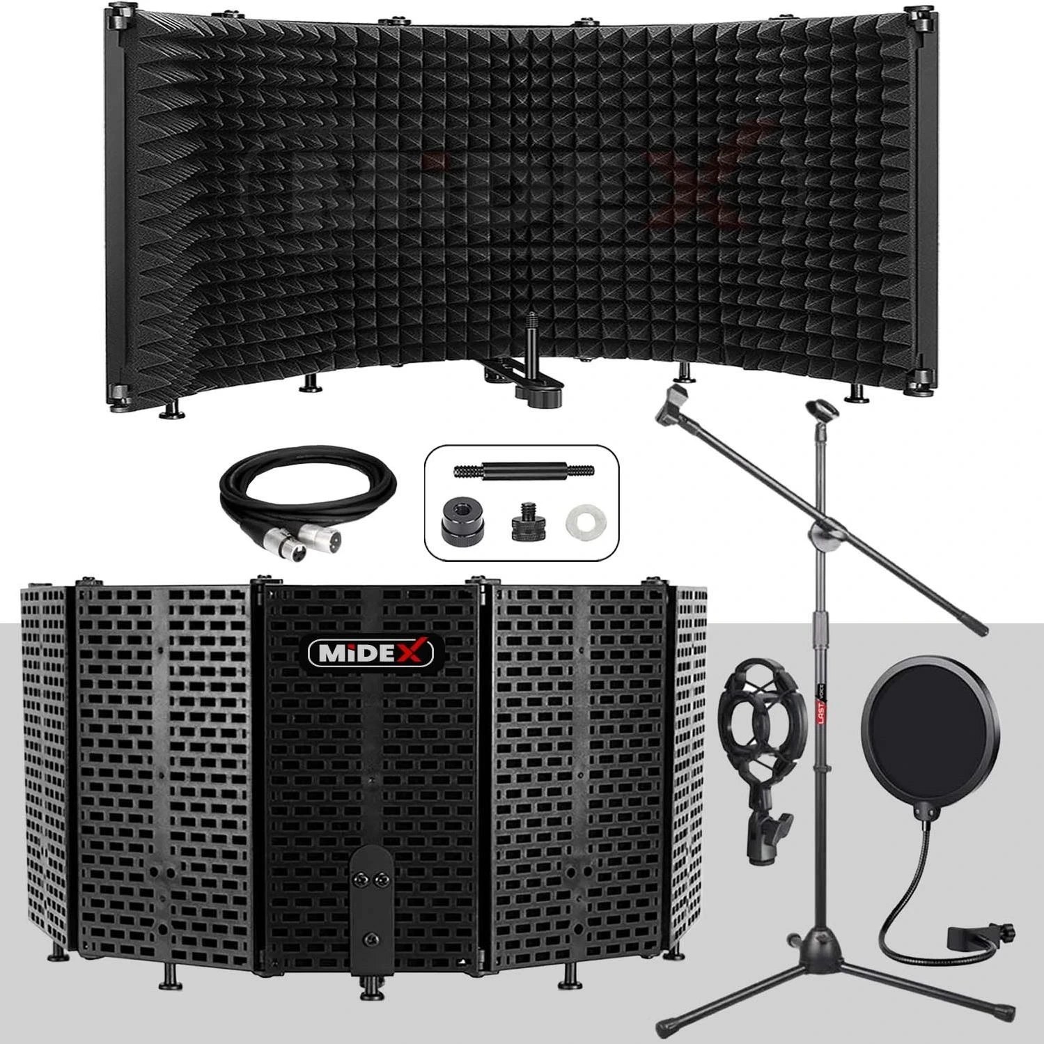 Midex PF-43X Set Mikrofon Ses Yalıtım Paneli (69x26cm) Stand Filtre ...