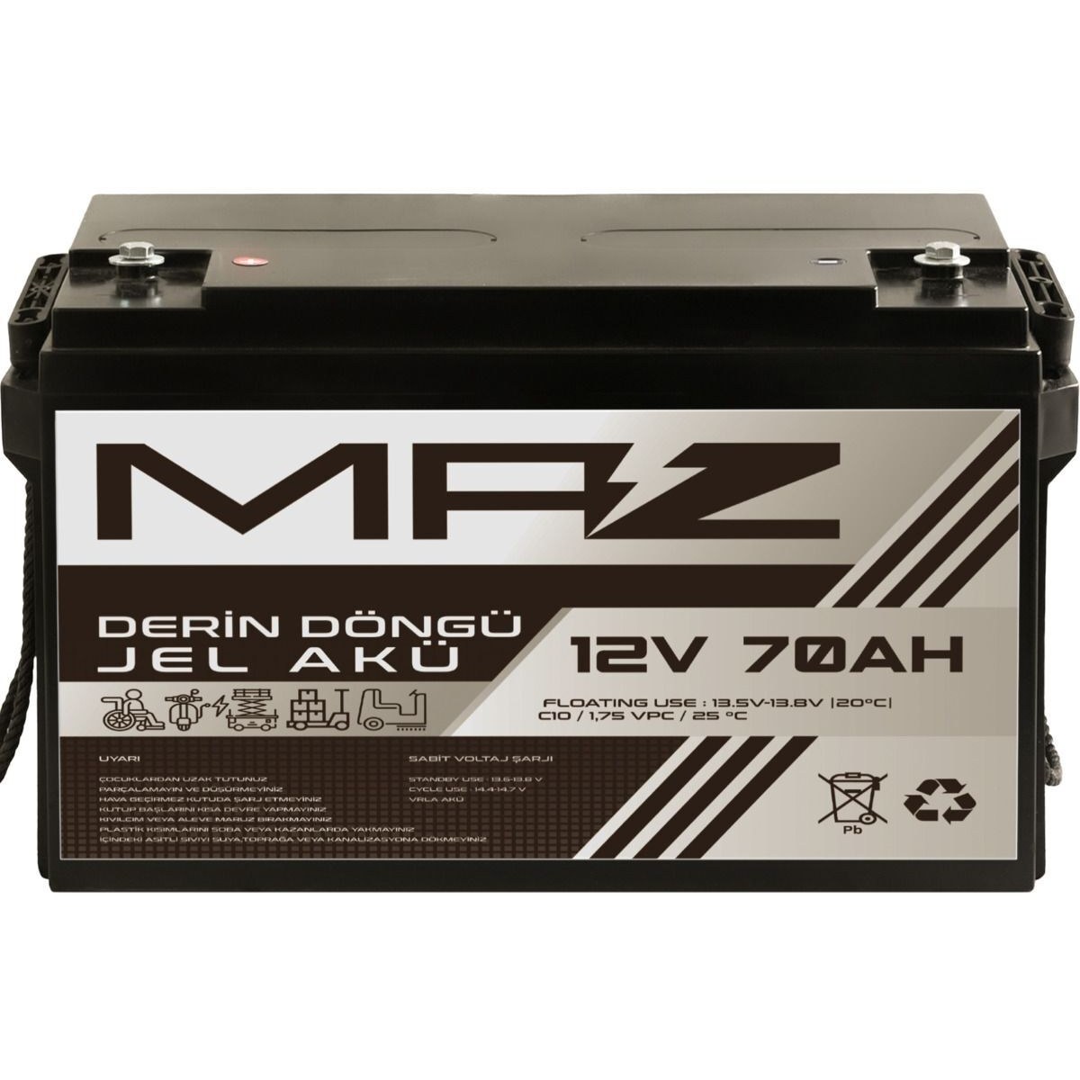 Maz Akü 12 Volt 70 Amper (Ah) Derin Döngü Jel Akü Max Performans Fiyatı ...