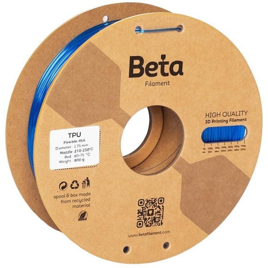 Beta Filament Beta TPU 95A Filament Transparent Klein Blue Fiyatı ve ...